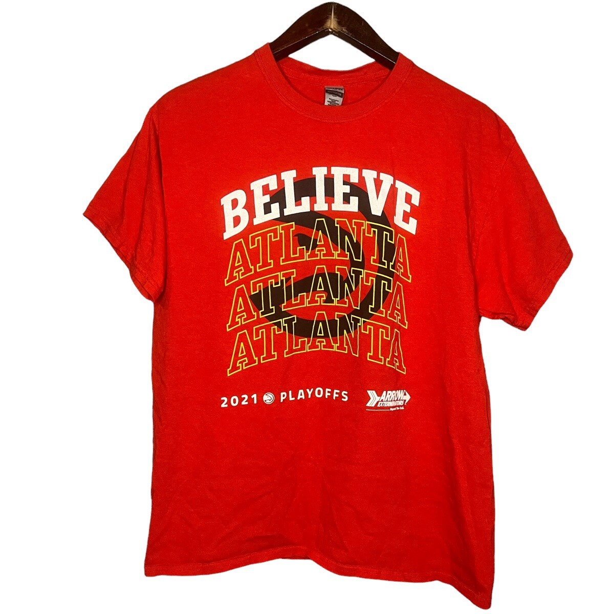 Atlanta Hawks Believe 2021 Playoffs Red Short Sleeve … - Gem