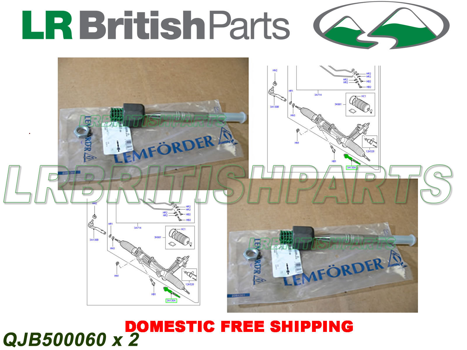 LAND ROVER INNER TIE ROD END RANGE ROVER 03-12 LEMFORDER SET OF 2 ...