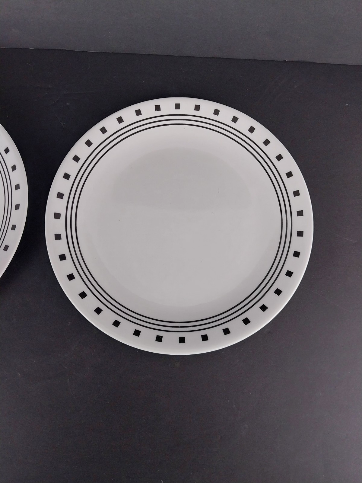 Corelle City Block Plates Luncheon Salad Dessert Plate Black Squares 8 ...