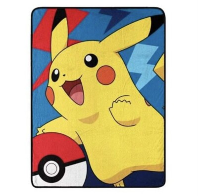 Pikachu Throw Blanket 46 x 60 Inches Pokemon Nintendo Poke Ball Very ...