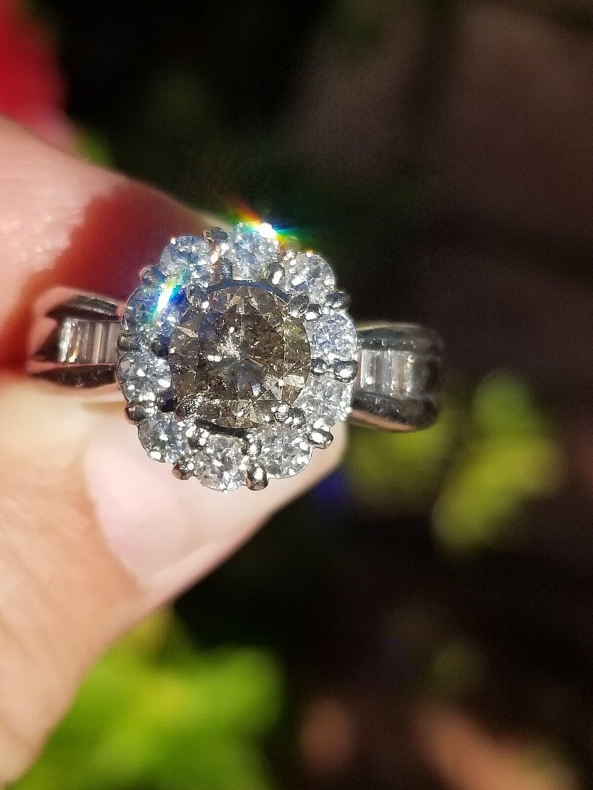 Beautiful 2.08TCW Fancy Brown Diamond Round Baguette Heavy Platinum ...