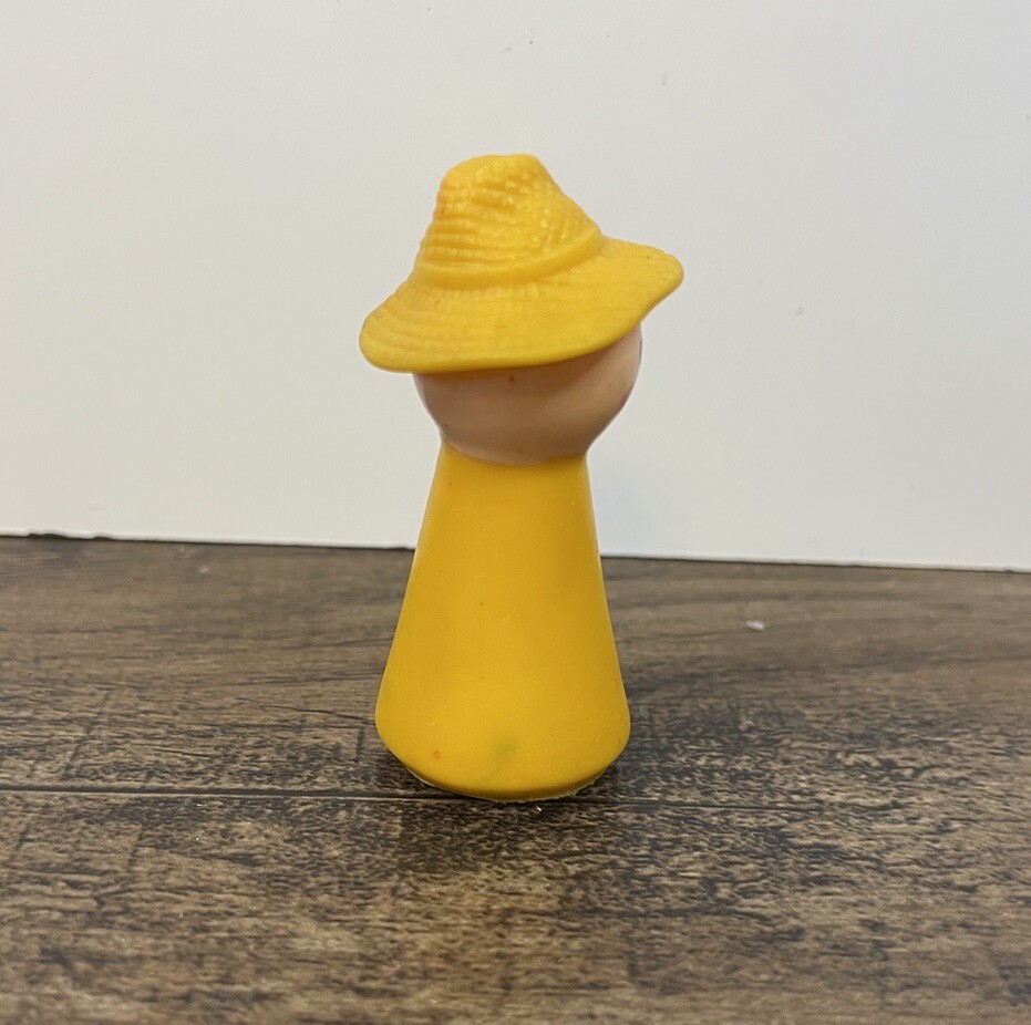 Vintage 2.25" Rubber Finger Puppet Yellow Farmer Man Child Guidance ...