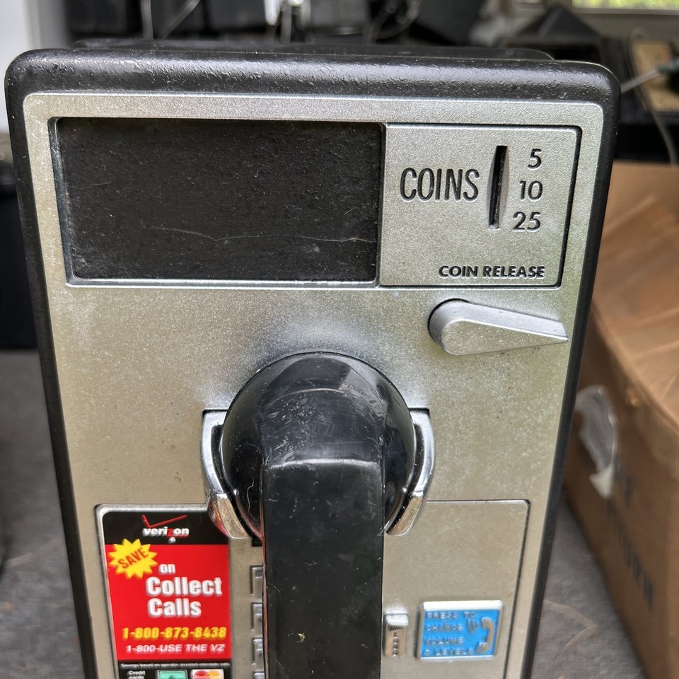 Vintage Black Phone Booth Payphone Push Button Telephone GTE Frontier ...