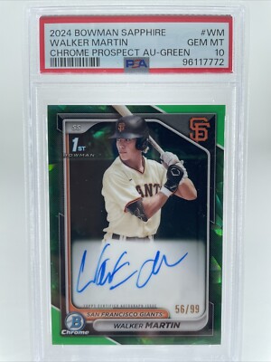 Walker Martin 2024 Bowman Chrome Green Sapphire 1st Bowman Auto Giants ...