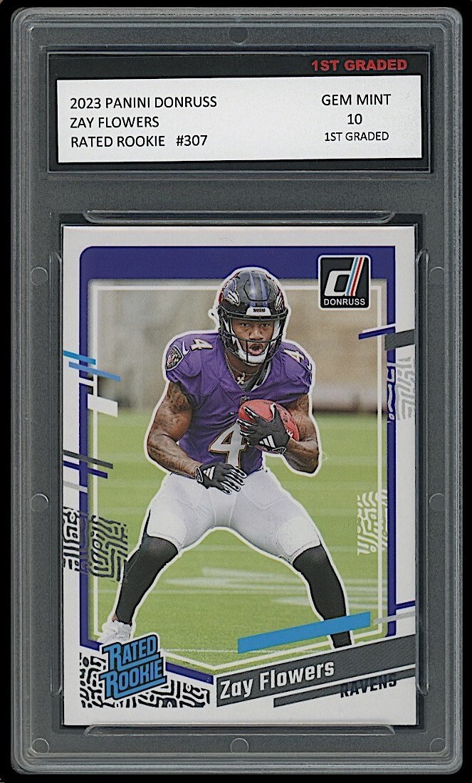 Zay Flowers 2023 Panini Donruss 1st Graded 10 Rated Rookie Card NFL ...