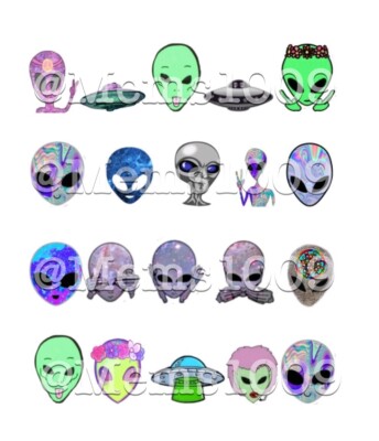 Aliens nail art Decals water decals Space Nail Art Aliens Nail Art ...