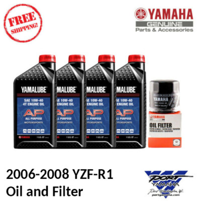 OEM Yamaha 2006-2008 YZF-R1 R1 Oil Change Kit 10W40 Mineral Oil w/ 5GH ...