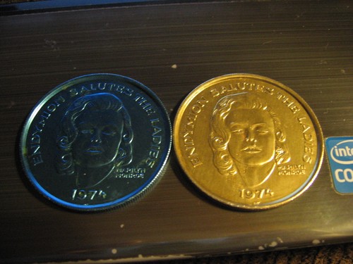 2 MARILYN MONROE Doubloon MARDI GRAS coin PARADE 1974 new orleans ...