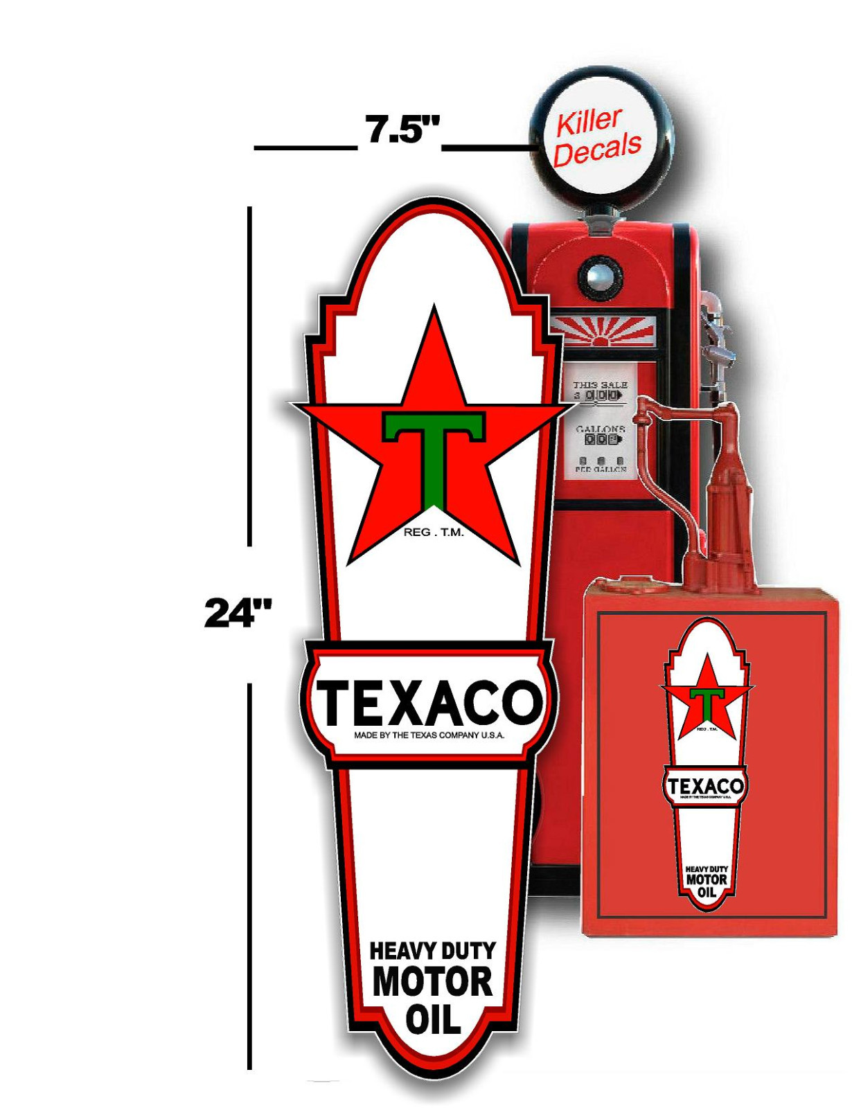 24" X 7.5" TEXACO LUBSTER FRONT DECAL OIL CAN TANK / GAS PUMP LUBESTER ...