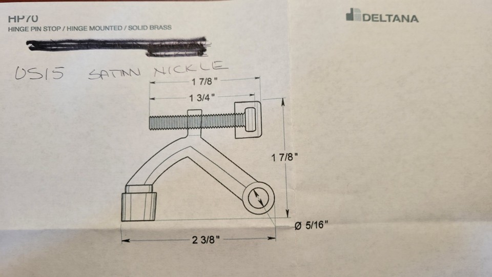 Lot of 9 Deltana HP70 US15 Hinge Pin Stop for Steel Hinges - Satin ...