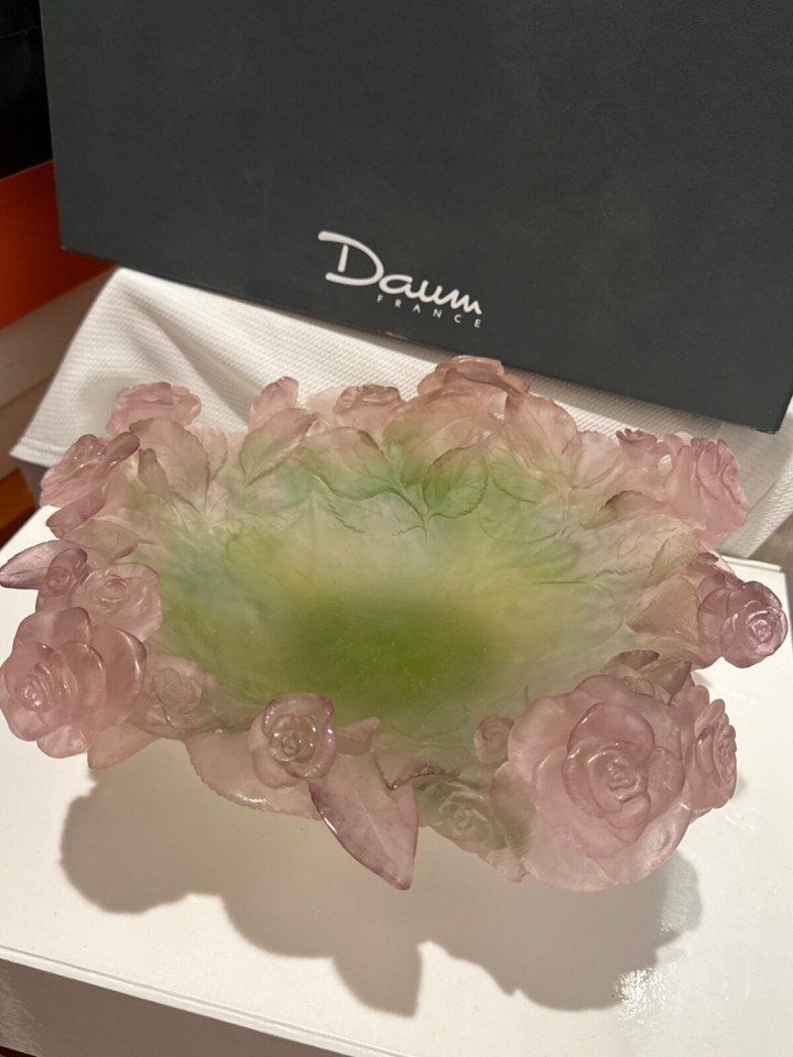 Daum Crystal Roses Footed Bowl Large | eBay