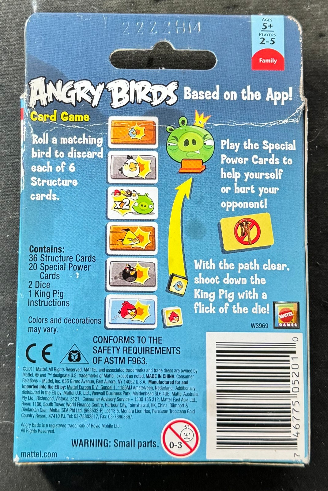 Angry Birds Card Game W3969 Mattel 2011 for sale online | eBay