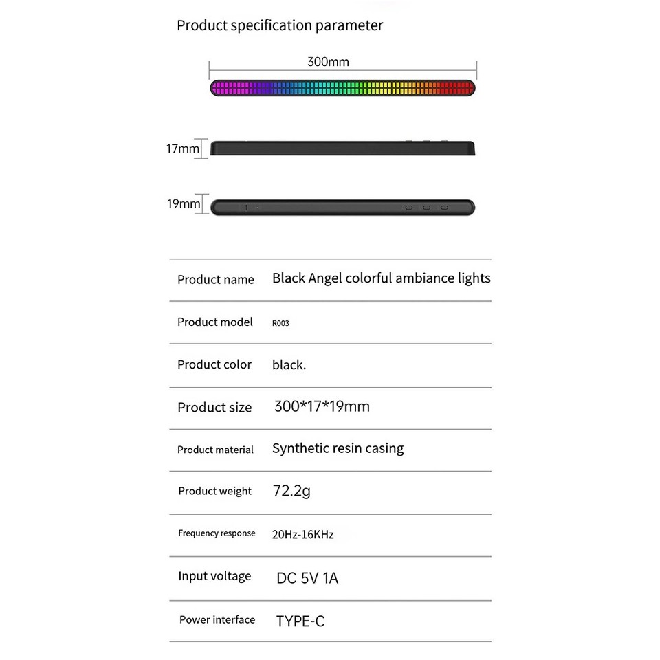 Row 64-Bit Pickup Light Car RGB Rhythm Light Car Voice-Controlled ...