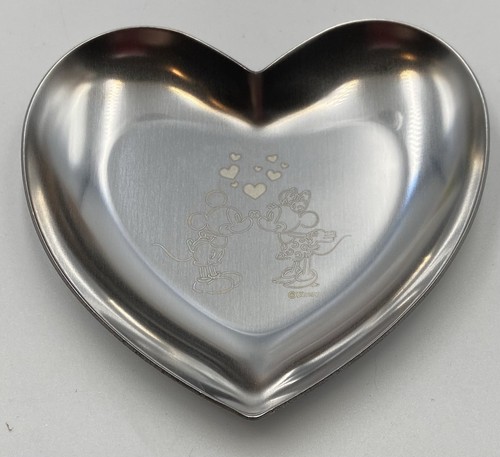 Disney Japan Mickey Minnie Mouse Silver Tone Metal Heart Shaped Trinket ...