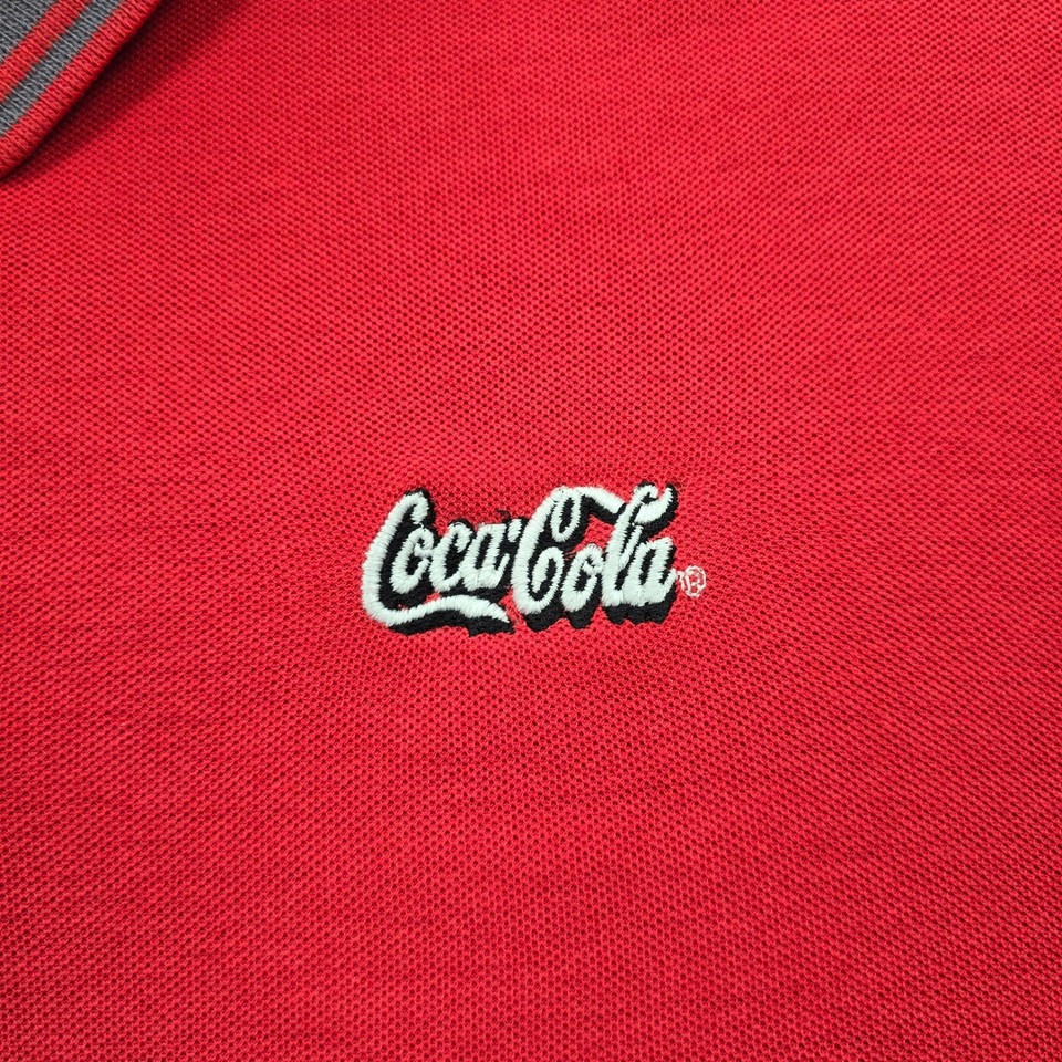 Coca Cola Polo Shirt Mens Large Red Short Sleeve Employee Uniform Work ...