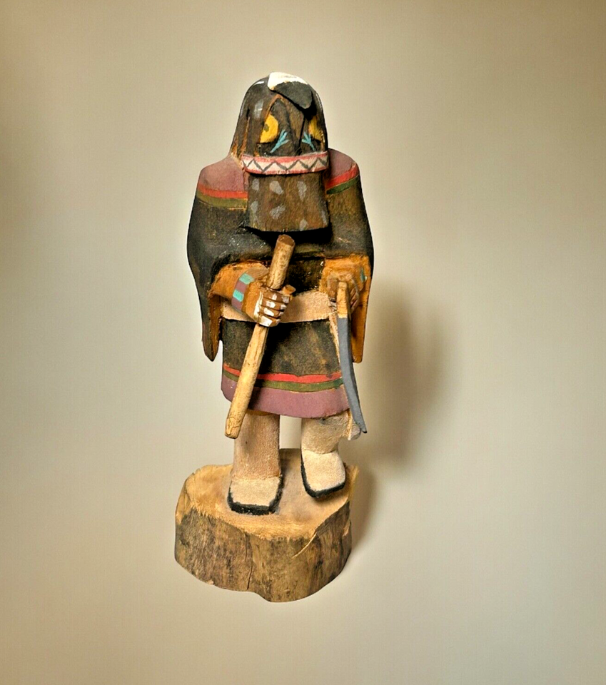 8" Hopi Kachina Ogre Woman Soyok Wuhti with Sword & Staff by Warren K ...