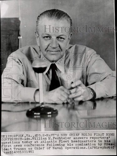 1951 Press Photo William Fechteler at Navy Chief nomination news ...