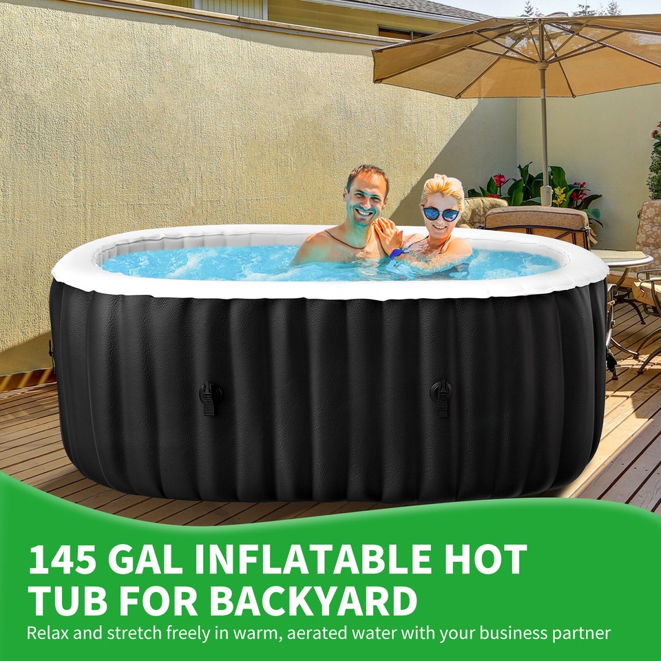 H&ZT 2 Person Inflatable Hot Tub with Side Table Blow Up Hot Tub W 100 ...