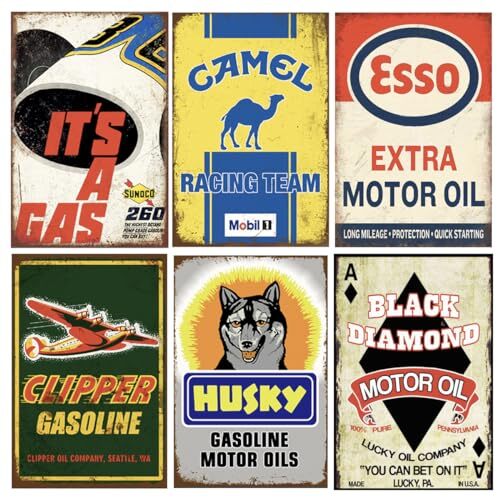 24 Pieces Gas and Oil Tin Signs, Retro Vintage Metal Sign for Home Man ...