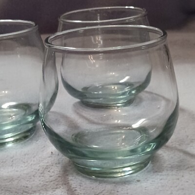 Set 3 Vintage Libbey MCM Teal Green Roly Poly Footed Glass Lowball ...