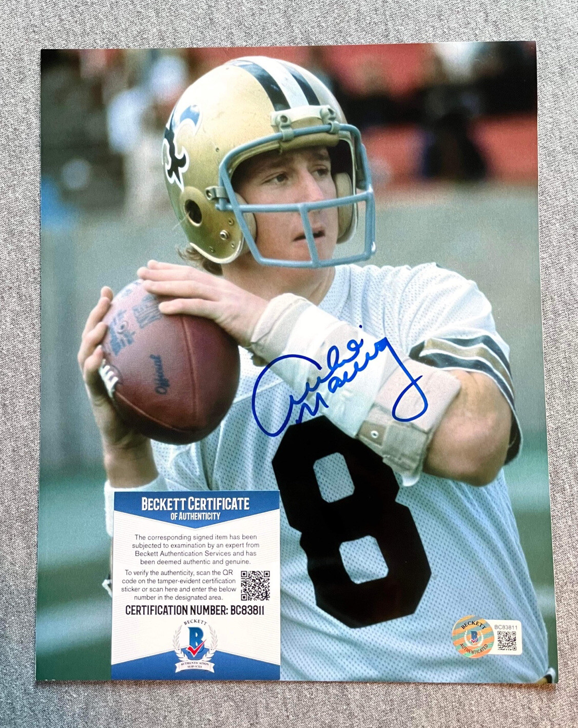 NEW ORLEANS SAINTS- ARCHIE MANNING AUTOGRAPH 8x10 ACTION PHOTO BECKETT ...