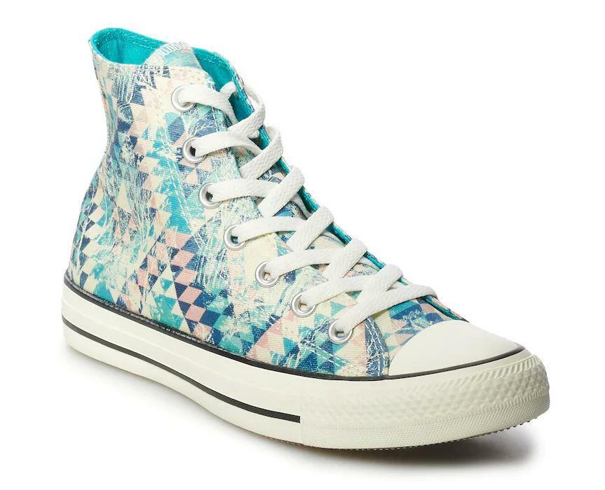 Converse GEO Triangles Diamonds Trees Teal Lined High Top Shoes Wms 11 ...