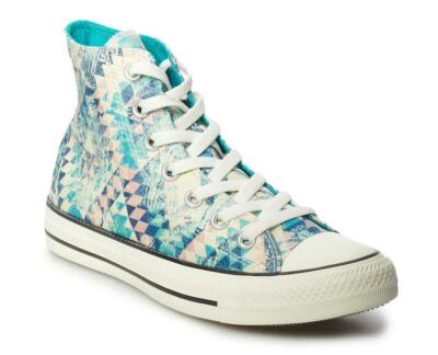 Converse GEO Triangles Diamonds Trees Teal Lined High Top Shoes Wms 11 ...
