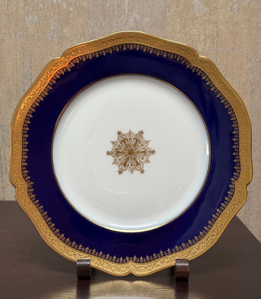 Antique D&C Limoges France Plate 9.75" Cobalt Blue Gold Higgins ...