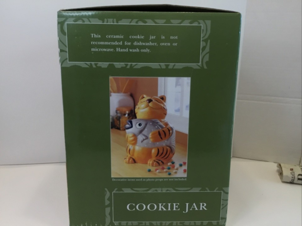 Vtg Garfield ? Cookie Jar Holding A Fish New In Box | eBay