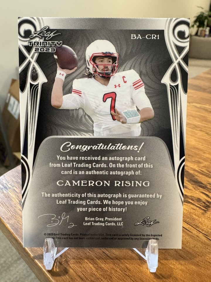 2023 Leaf Trinity Football CAMERON RISING ROOKIE RC AUTO #/3 SSP 🔥📈 | eBay
