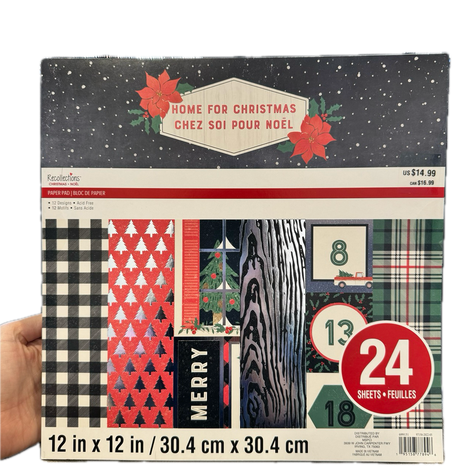 Brand New Recollections Christmas 12" x 12" Paper Pad Book 24 Sheets 12 ...