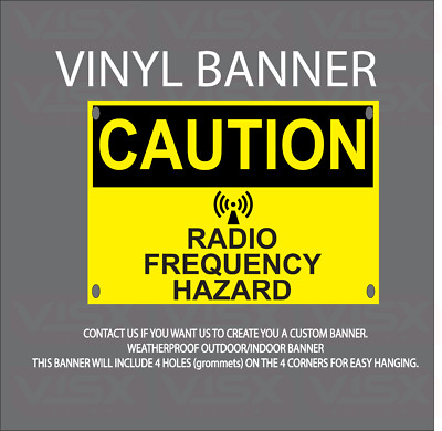 Caution Radio Hazard Frequency VINYL Banner Flag Outdoor indoor Safety ...