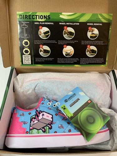 NIB Heelys Minecraft Skate Youth 4 Womens 5 Shoes Aqua/Pink/Black ...