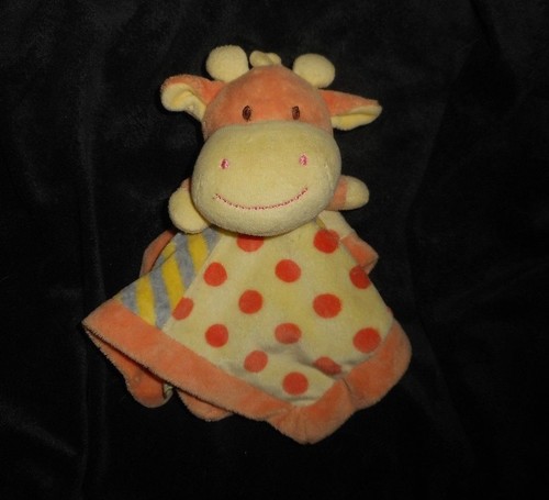 BABY HUGFUN YELLOW & ORANGE COW SECURITY BLANKET DOT RATTLE STUFFED ...