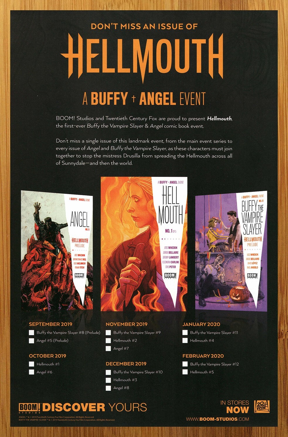 2019 Buffy the Vampire Slayer & Angel Hellmouth Print Ad/Poster Comic ...