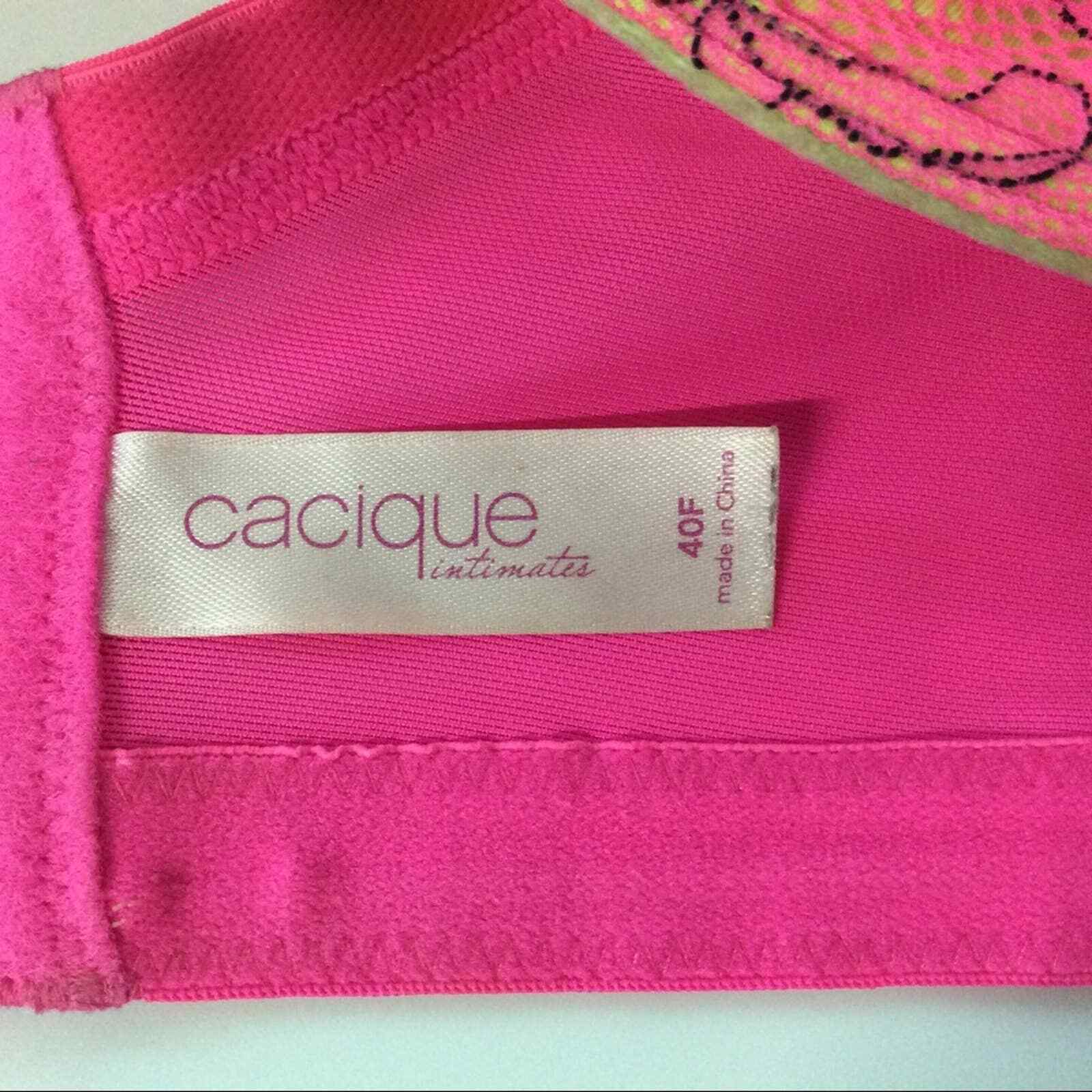 Cacique 40F Underwire Bra Pink Chartreuse Black - Gem