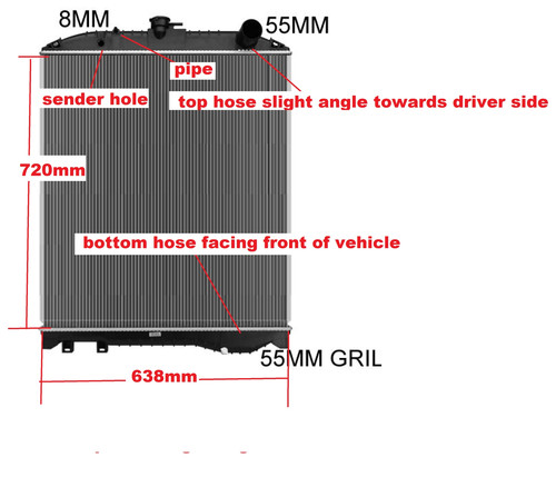 Radiator For Hino Ranger Pro 500 Series FM1J 06- Manual sender hole ...