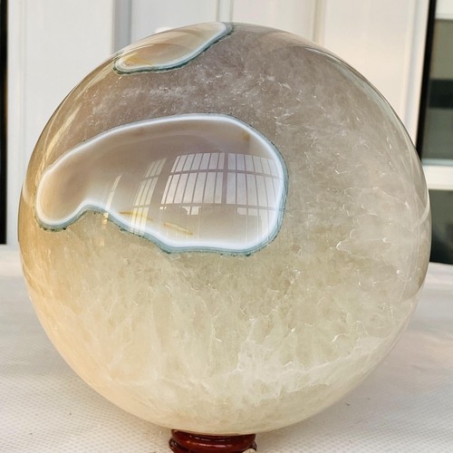 5280g Natural Cherry Blossom Agate Sphere Quartz Crystal Ball Healing ...