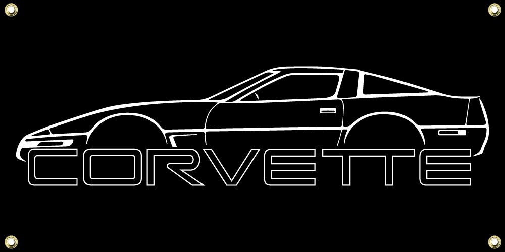 Big Banner Corvette C4 Side silhouette sign poster racing 4'x2' | eBay