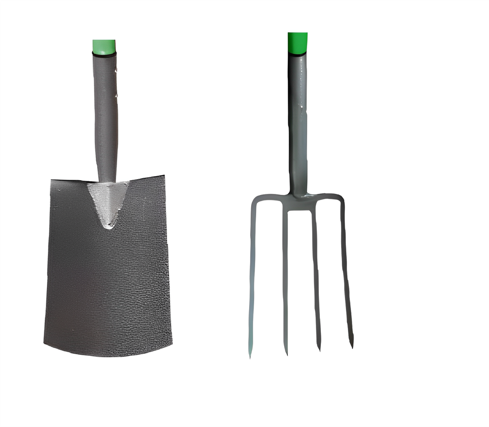 Heavy Duty Carbon Steel Garden Fork And Spade Set Edging Gardening Tool ...