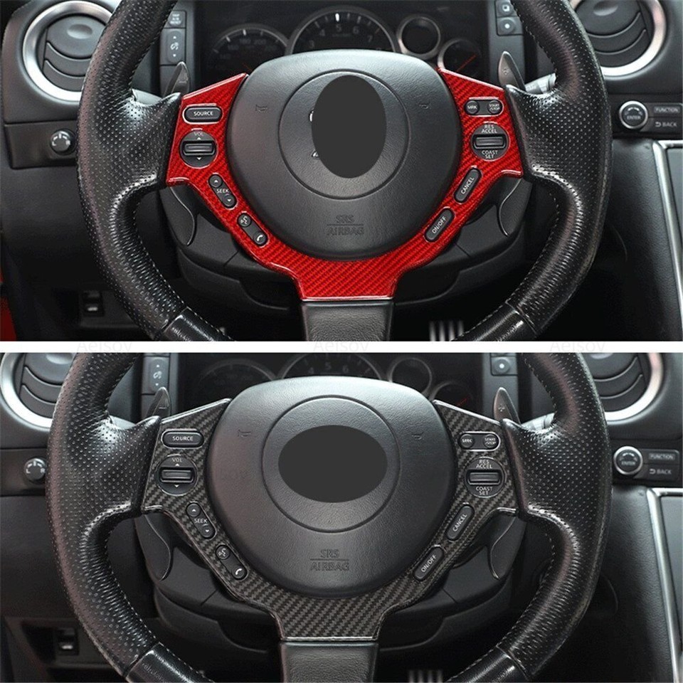 Real Carbon Fiber Interior Steering Wheel Panel Cover For Nissan GTR ...