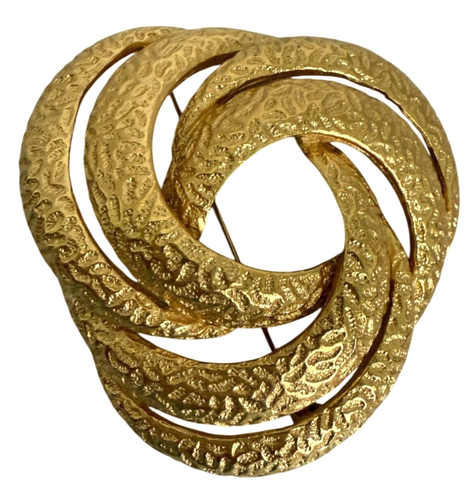 Vintage Signed Christian Dior Textured Gold-Tone Swirl Brooch Pin ...
