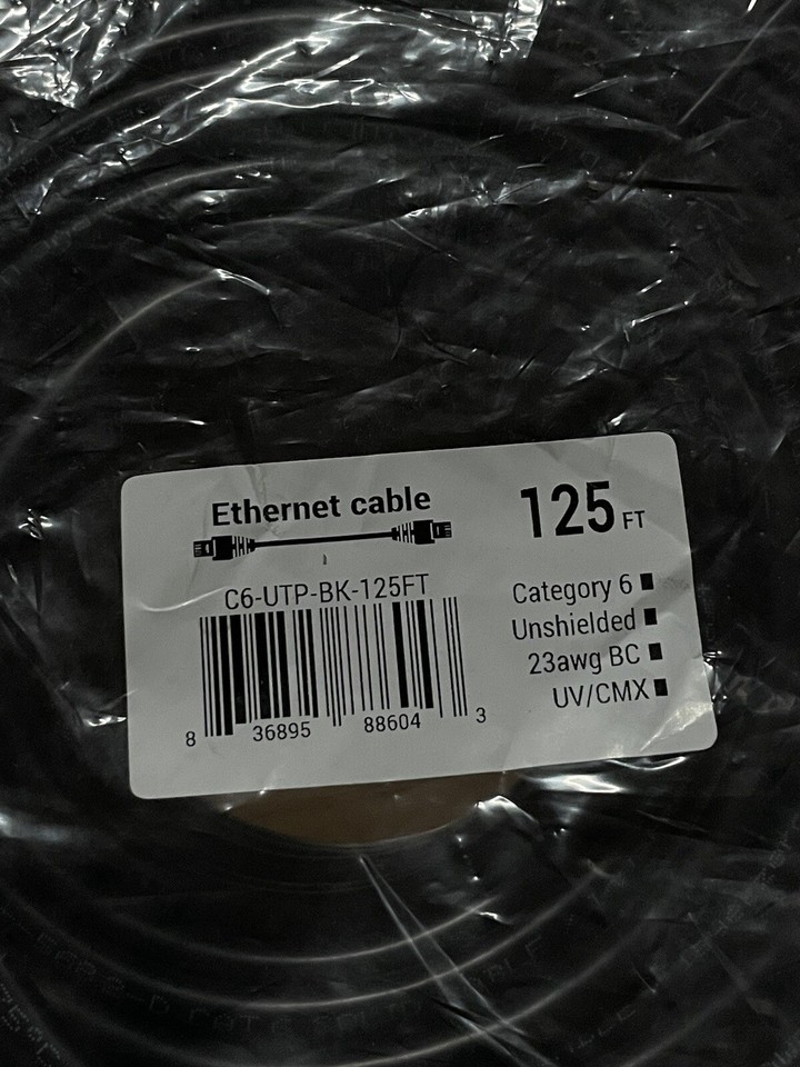 HIGH QUALITY Ethernet Cable (with Jacks) 125ft outdoor UV cable. 23 AGW ...