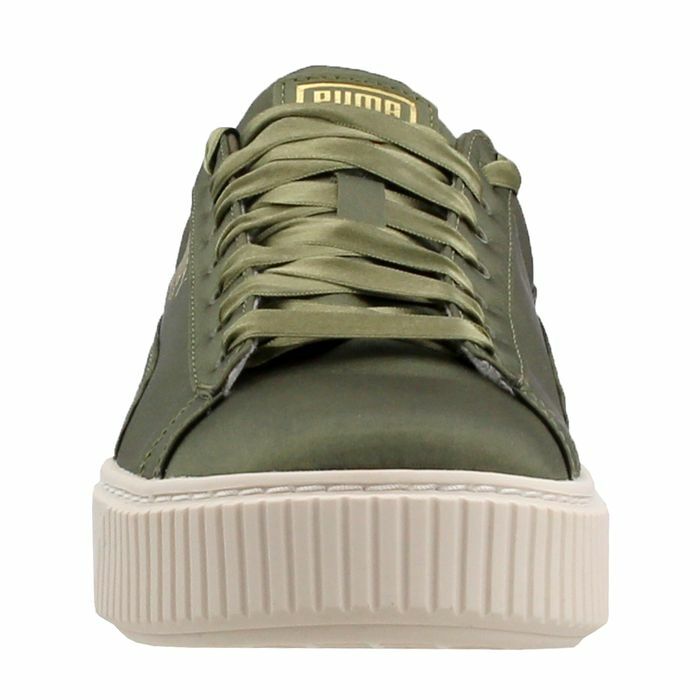 Puma Women's Basket Platform Fashion Sneaker Shoes Satin Green / White ...