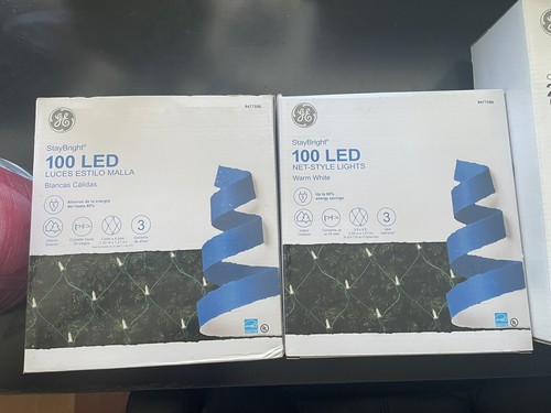 (2) 100 GE StayBright Warm White C5 Transparent LED Net-Style Lights | eBay