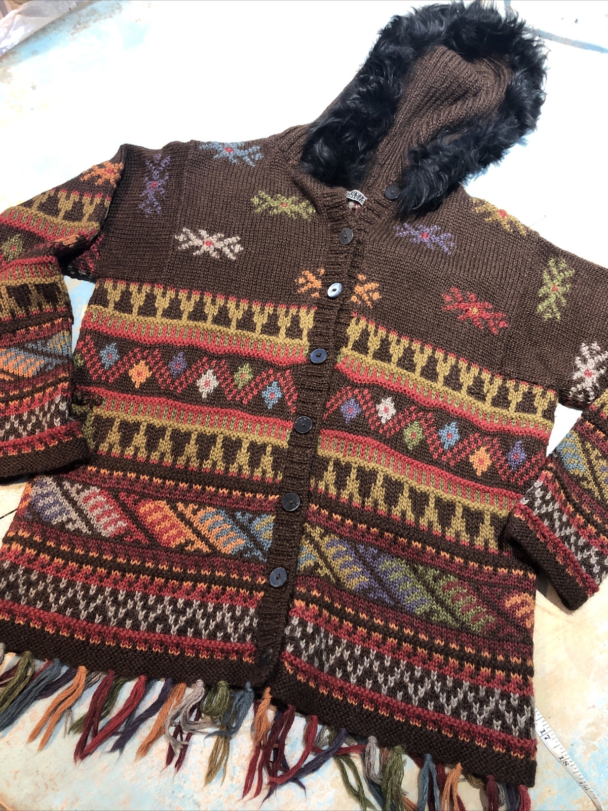 103. Peruvian Connection alpaca fur trim Hoodie intar… - Gem