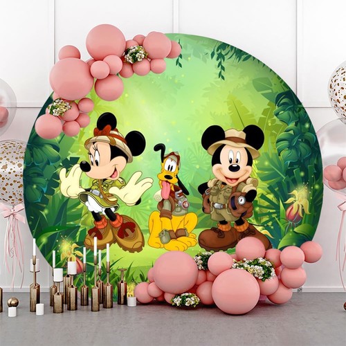 Round Mickey Mouse Happy Birthday Photo Backdrop Background Baby Shower ...
