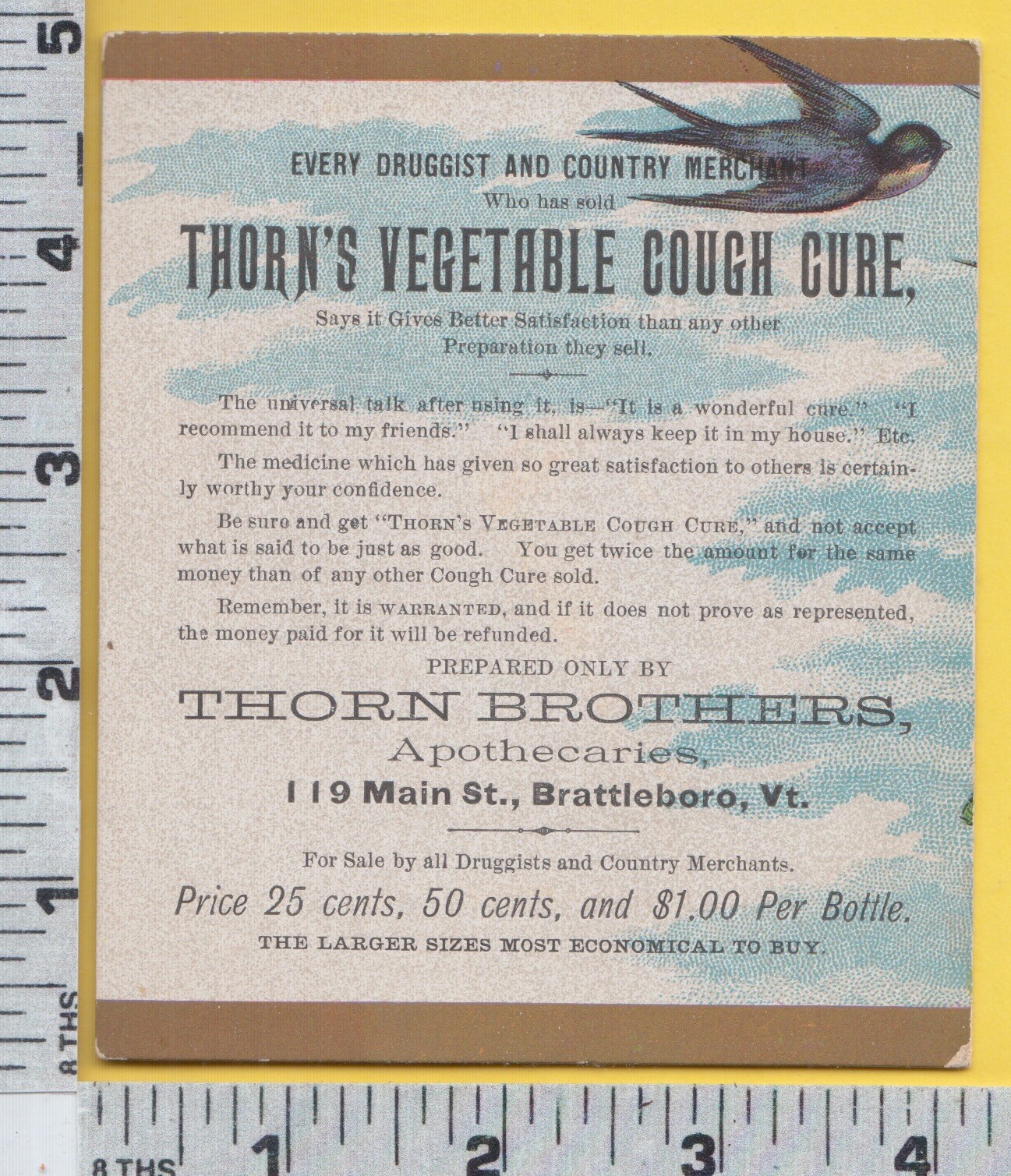 C499 Thorn Apothecary Vegetable Cough Cure Brattleboro VT medicine poem ...