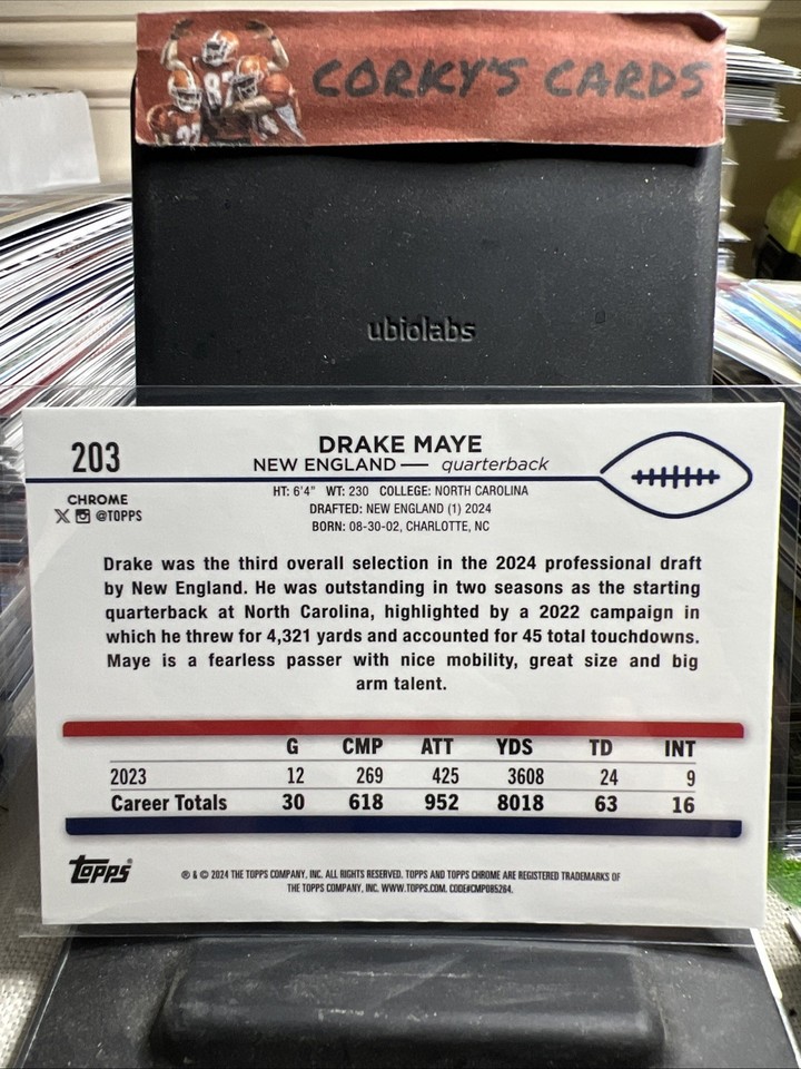 2024 Topps Chrome Sapphire Edition - Rookies Drake Maye #203 (RC) | eBay