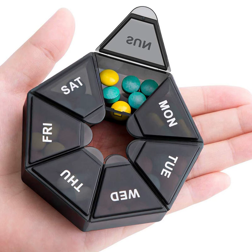 Weekly Pill Organizer 7 Day Medicine Planner BPA-Free Vitamin Case ...